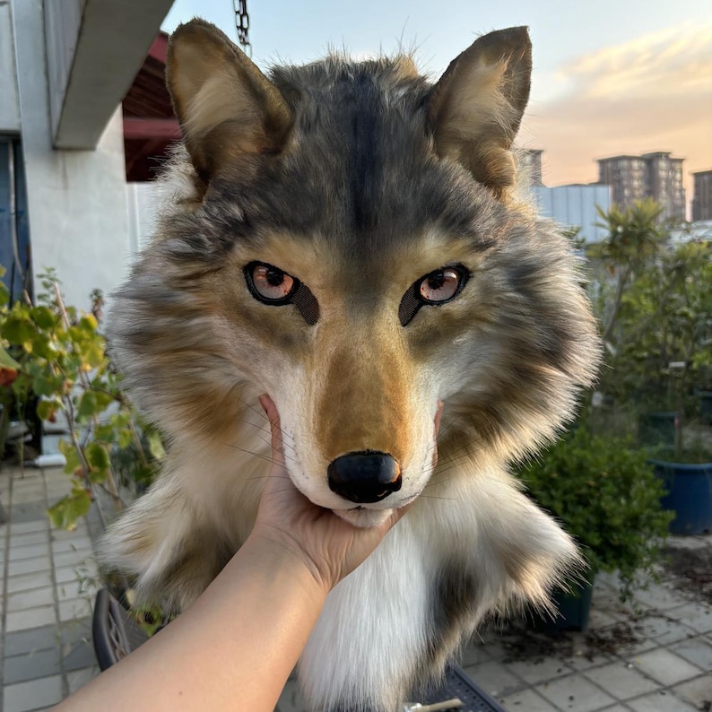 Premade Movable Jaw Realistic Wolf Fursuit Head Cosplay Beast Mask ...