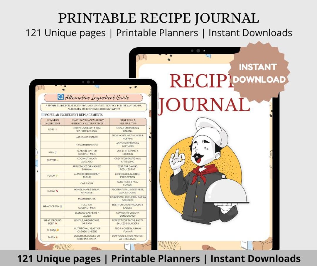 Recipe Book Template Printable, Blank Recipe Page, Cook Book Journal ...
