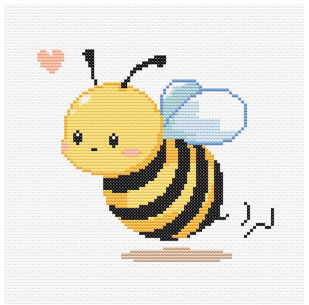 Cute Kawaii Bee Cross Stitch Pattern – Small 100x100 Easy PDF Design ...