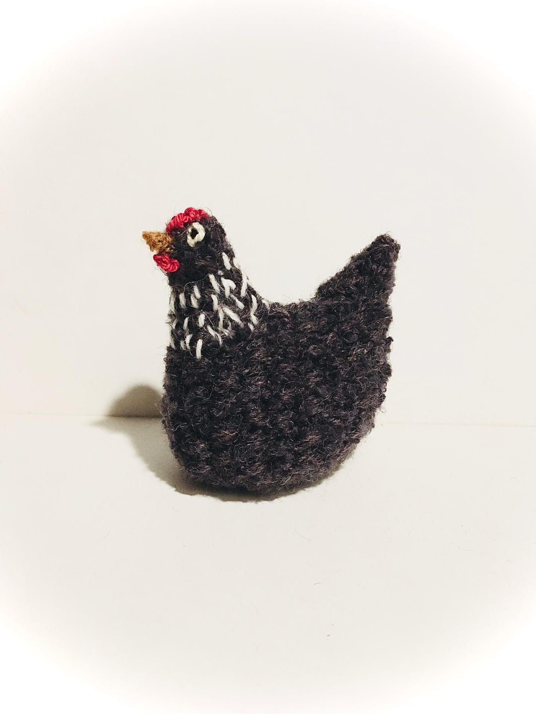 Ready to Go! Knitted Wool Norfolk Grey Stuffed Hen With Embroidered ...