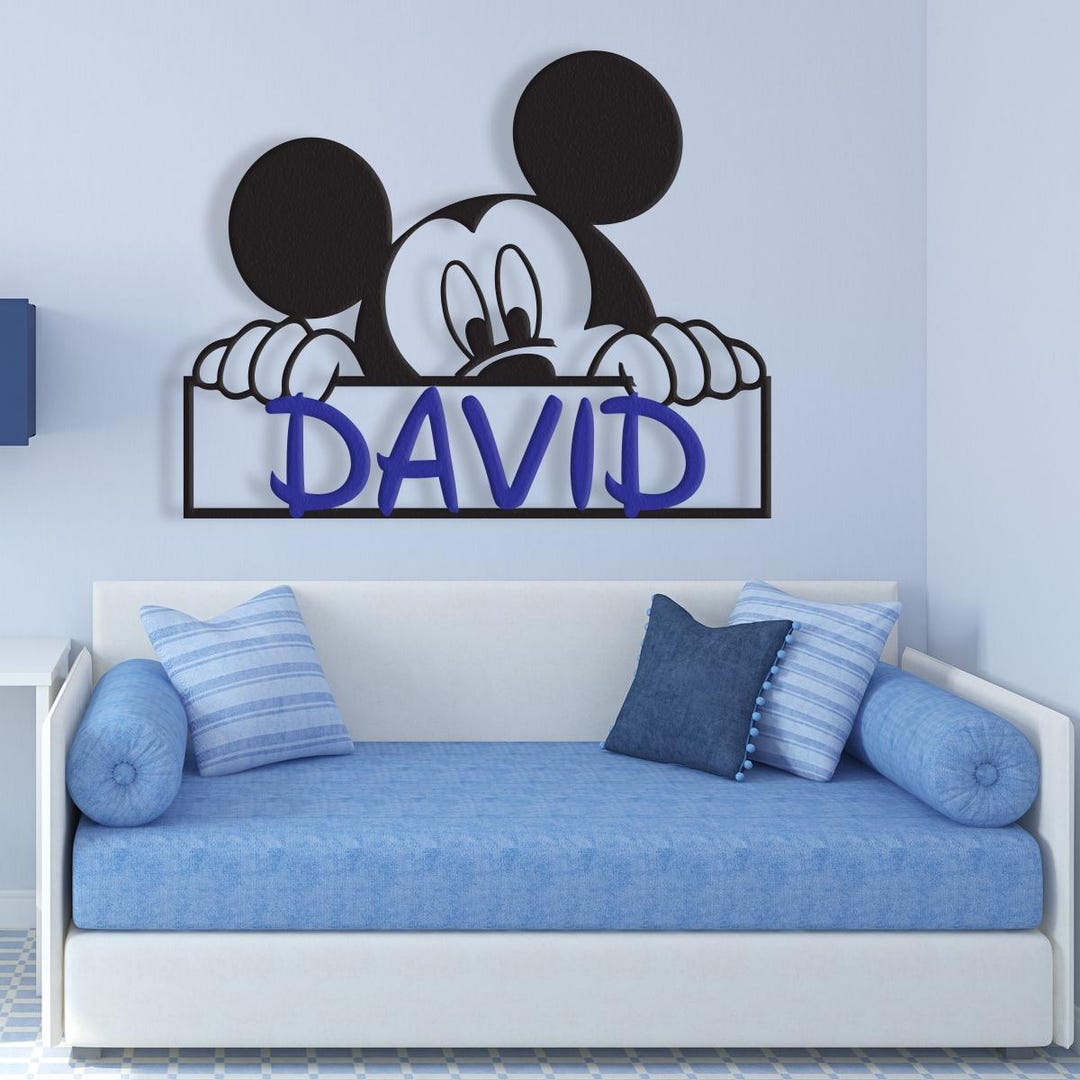 Custom Peek-a-boo Name Sign – Mickey Mouse Inspired Metal Wall Art for ...