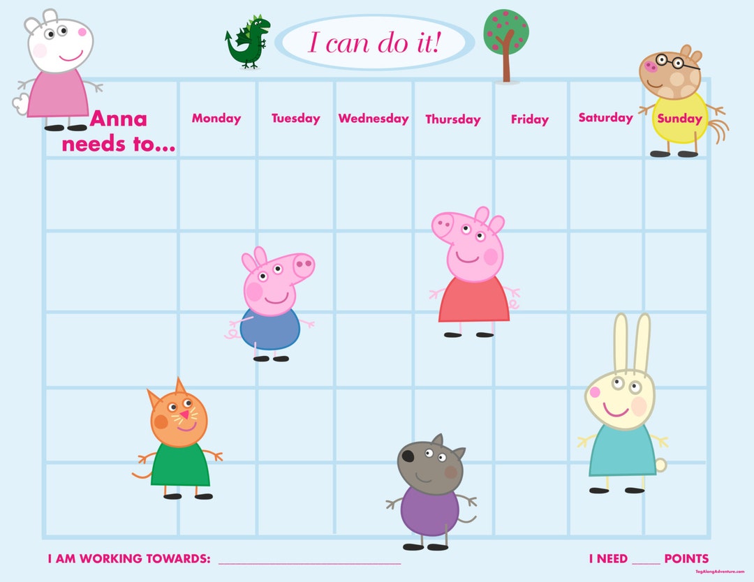 Personalized Children's Incentive Chart, Reward Chart, Playful Pig ...