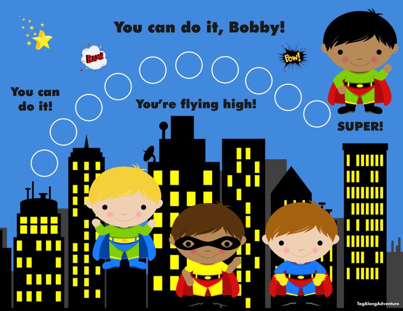 PRINTABLE Personalized Children's Reward/incentive Chart - Boy Super ...