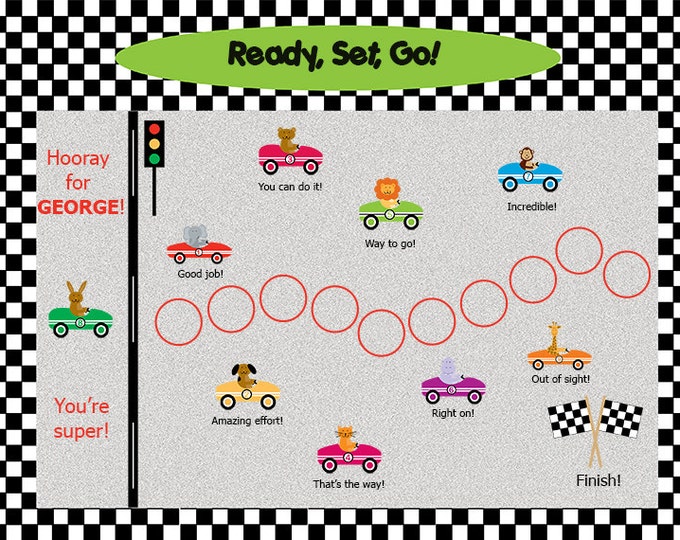 PRINTABLE Personalized Reward Chart for Kids - Animal Race - YOU Choose ...