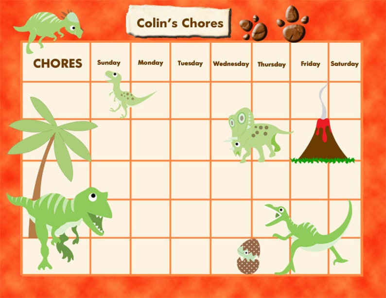 Printable Chore Chart / Reward Chart for Children Personalized ...