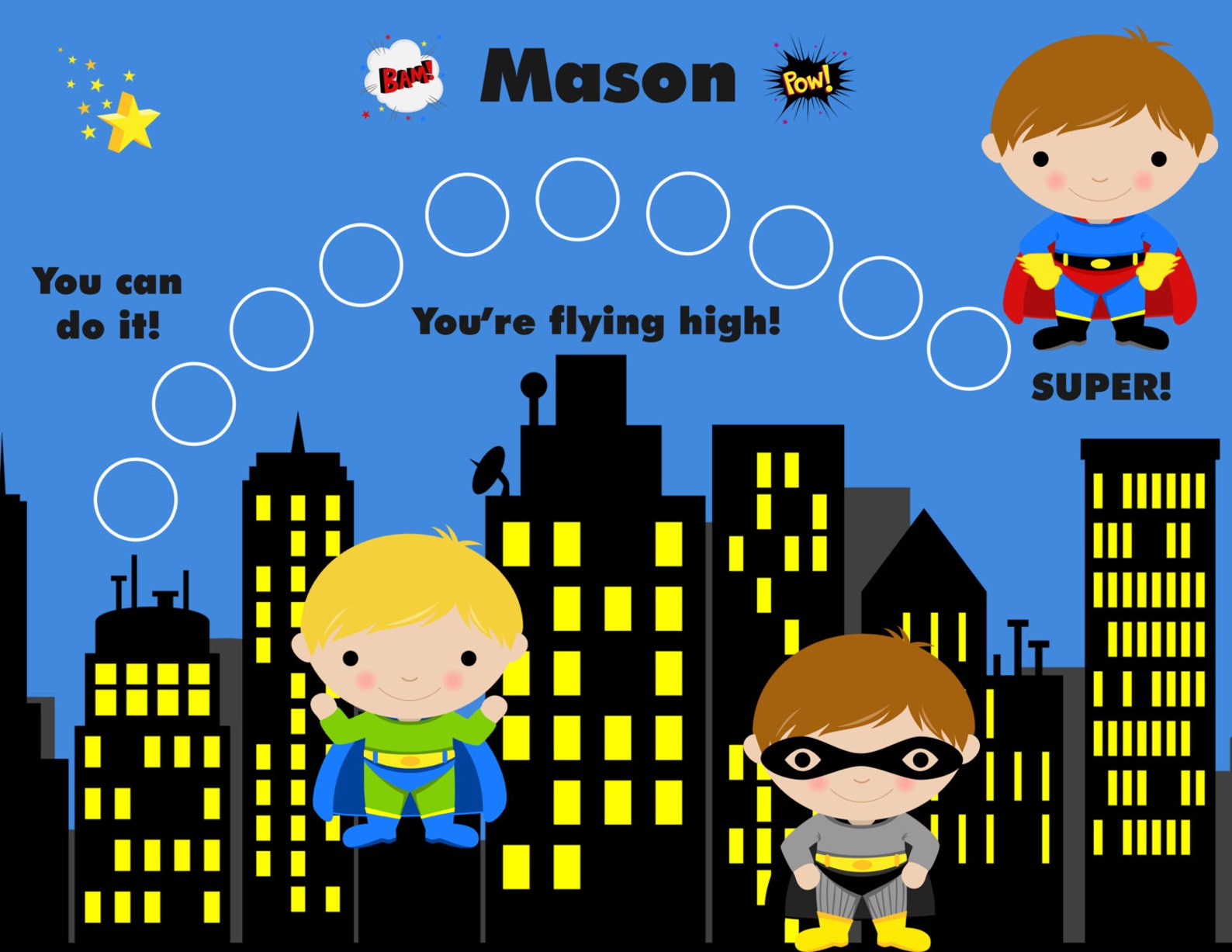 PRINTABLE Personalized Children's Reward/incentive Chart - Boy Super ...