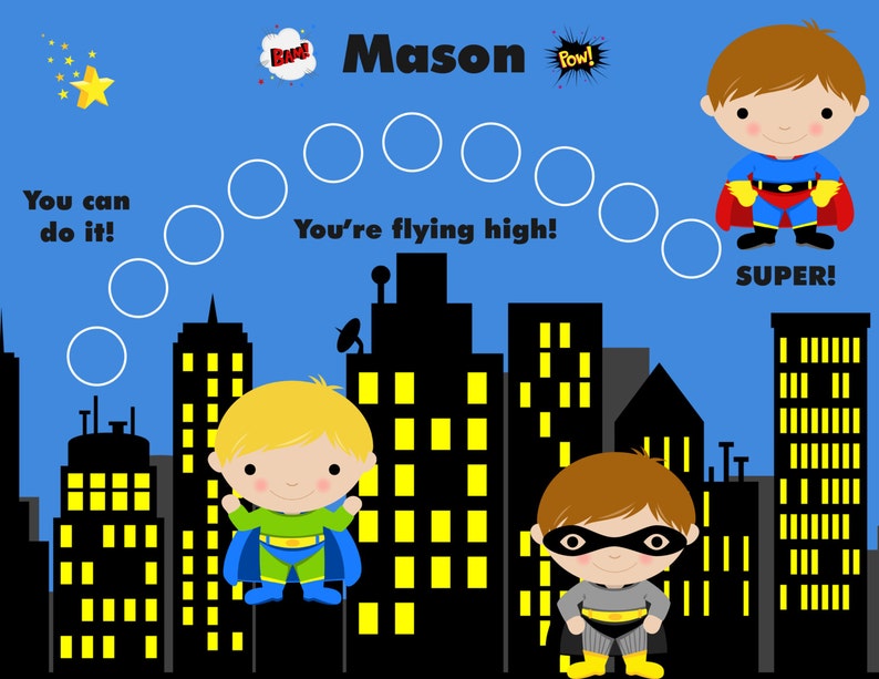 PRINTABLE Personalized Children's Reward/incentive Chart - Boy Super ...