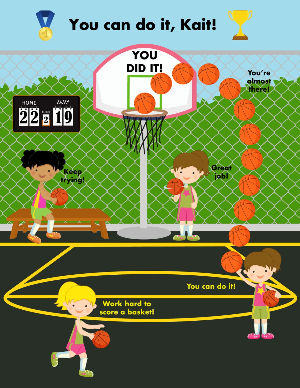 PRINTABLE PERSONALIZED Incentive/reward Behavior Chart - Basketball ...
