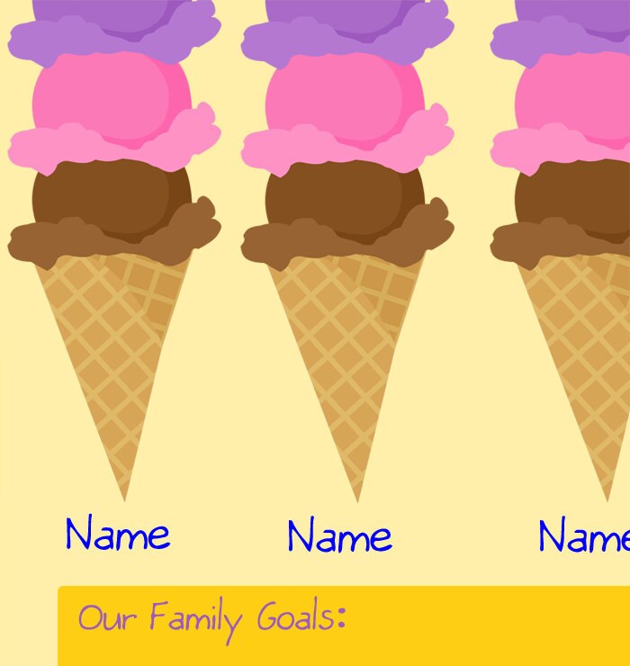 Personalized Incentive Chart for Multiple Children - Ice Cream Rainbow ...