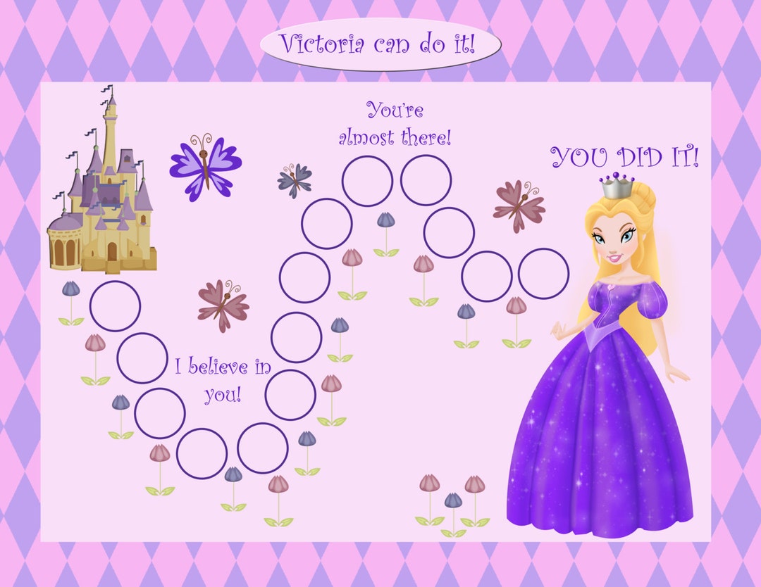 PRINTABLE Personalized Kids Chore Chart - Princess - Purple PRINCESS ...