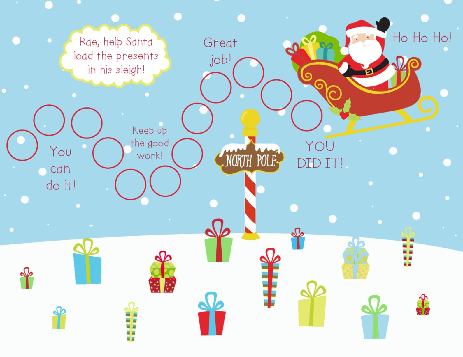 PRINTABLE Personalized Kids Incentive/reward Chart - Santa Adventure ...