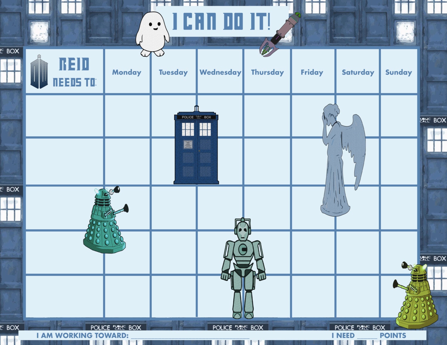 PRINTABLE PERSONALIZED Reward/chore Chart for Children - Who's the Dr ...