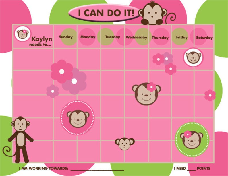 Personalized Child Behavior Incentive Chart - Modern Monkey - Printable ...