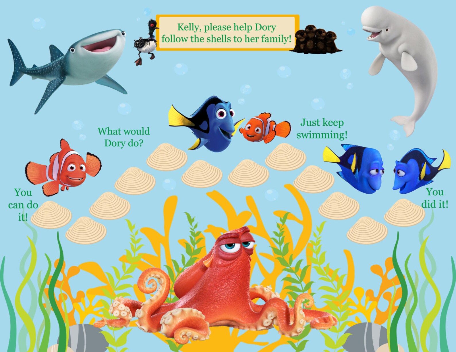 PRINTABLE Personalized Child Incentive/reward Dory's Adventure - Jpeg ...