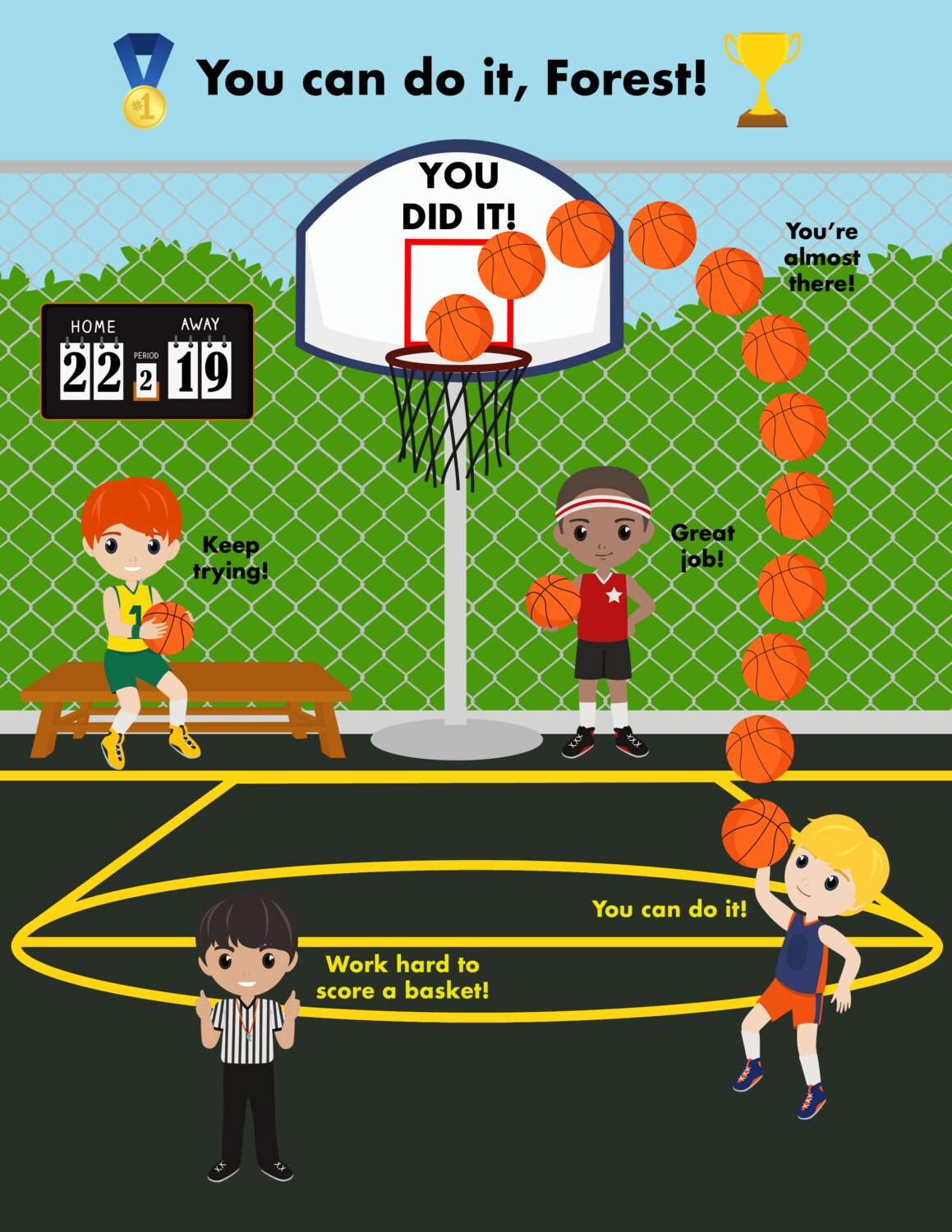 PRINTABLE PERSONALIZED Incentive/reward Behavior Chart - Basketball ...