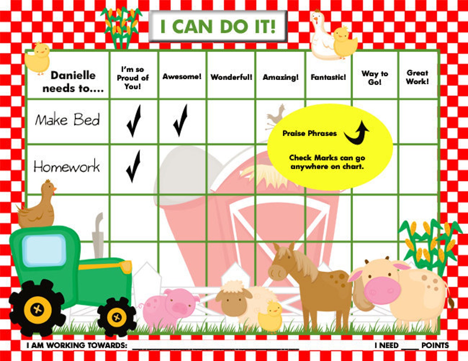 Personalized Child Behavior Incentive Chart - Farm - Printable Jpeg or ...
