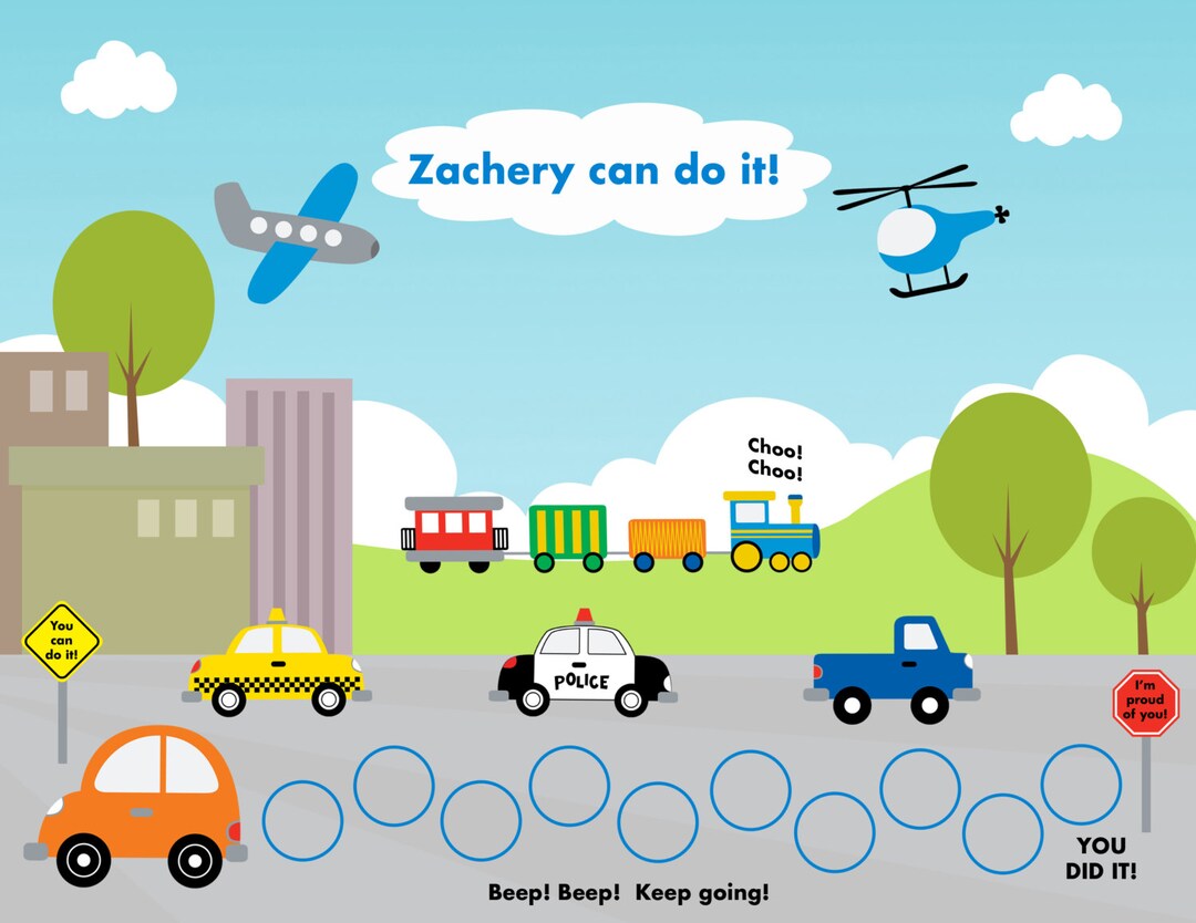 PRINTABLE Personalized Child Incentive/reward Chart - Transportation ...