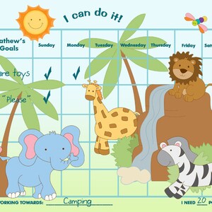 PRINTABLE Personalized Incentive Chart for Children - Jungle - Jpeg or ...