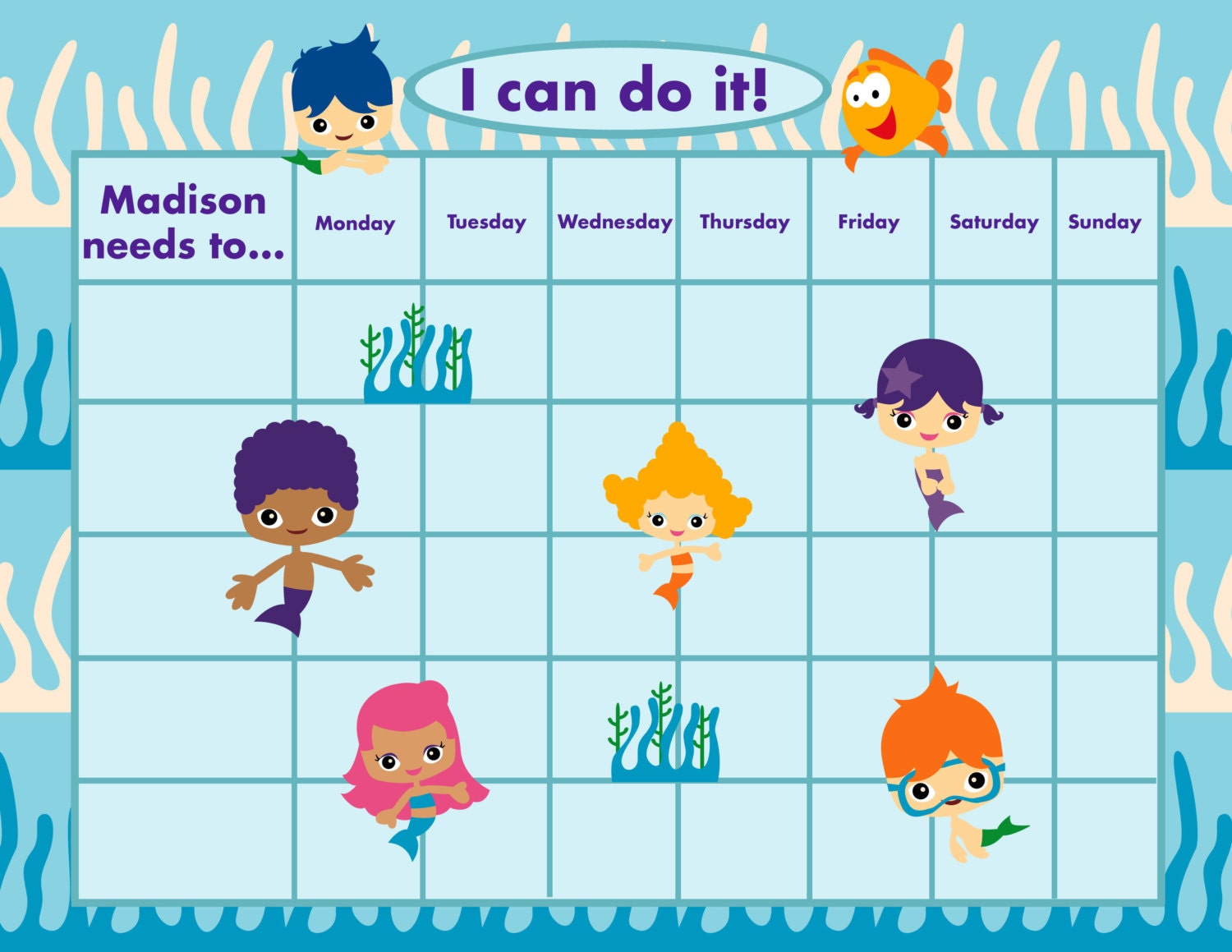 PRINTABLE PERSONALIZED Child Behavior Incentive Chart, Reward Chart ...