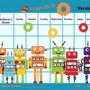 PRINTABLE Personalized Incentive Chart for Kids Robots - Etsy