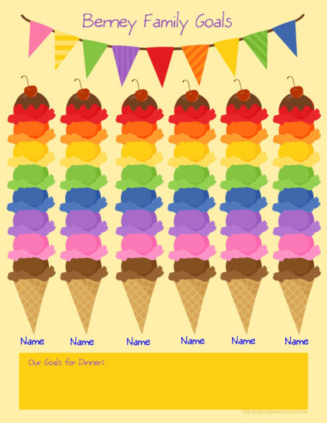 Personalized Incentive Chart for Multiple Children - Ice Cream Rainbow ...
