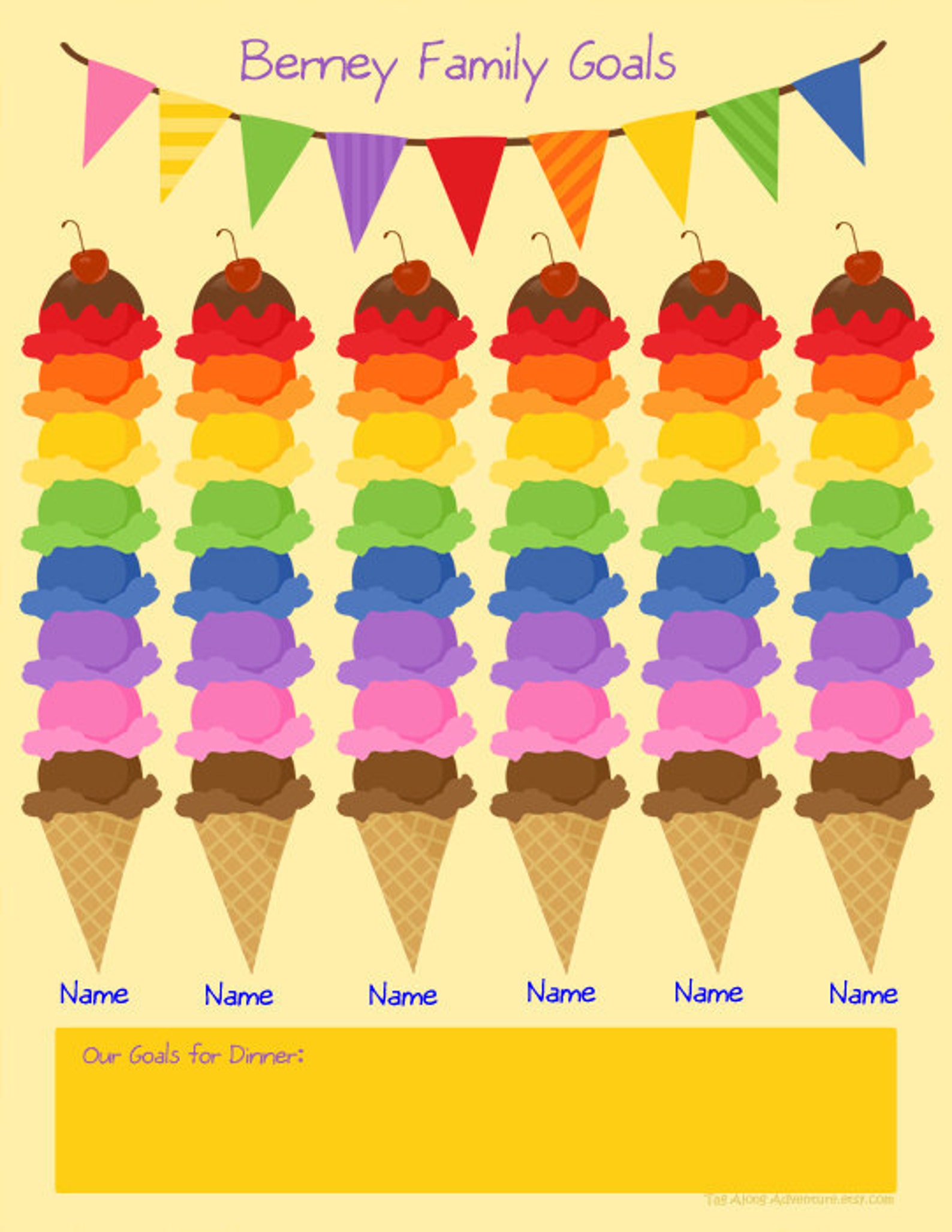 Personalized Incentive Chart for Multiple Children - Ice Cream Rainbow ...