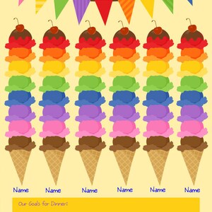 Personalized Incentive Chart for Multiple Children - Ice Cream Rainbow ...