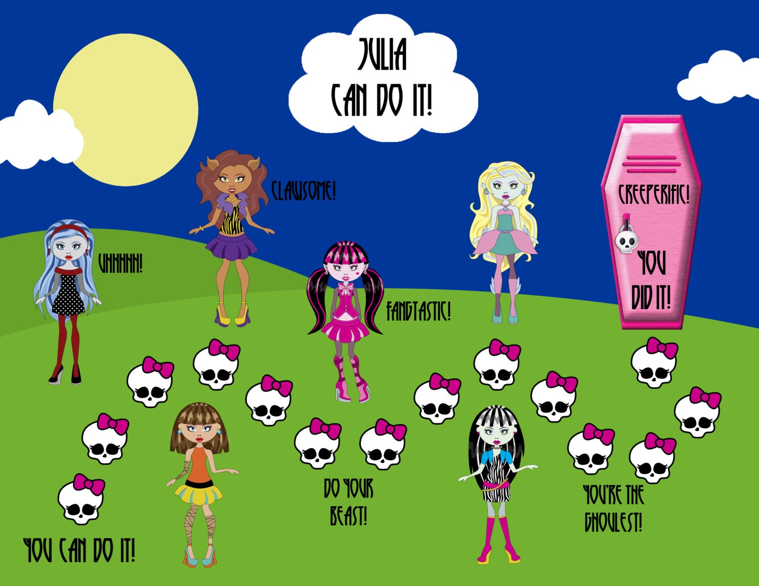 PRINTABLE Personalized Incentive Chart Monster High School Girls ...