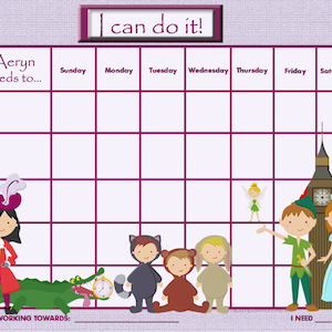 Custom Child Reward Chart - Peter Pan - PRINTABLE - Etsy