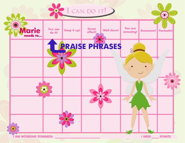 PRINTABLE Customizable Child Reward Chart / Chore Chart - Tinkerbell ...