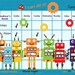 PRINTABLE Personalized Incentive Chart for Kids - Robots - Three Color ...