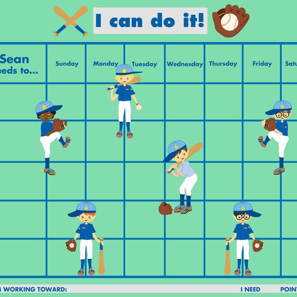 Baseball Reward Chart - Etsy