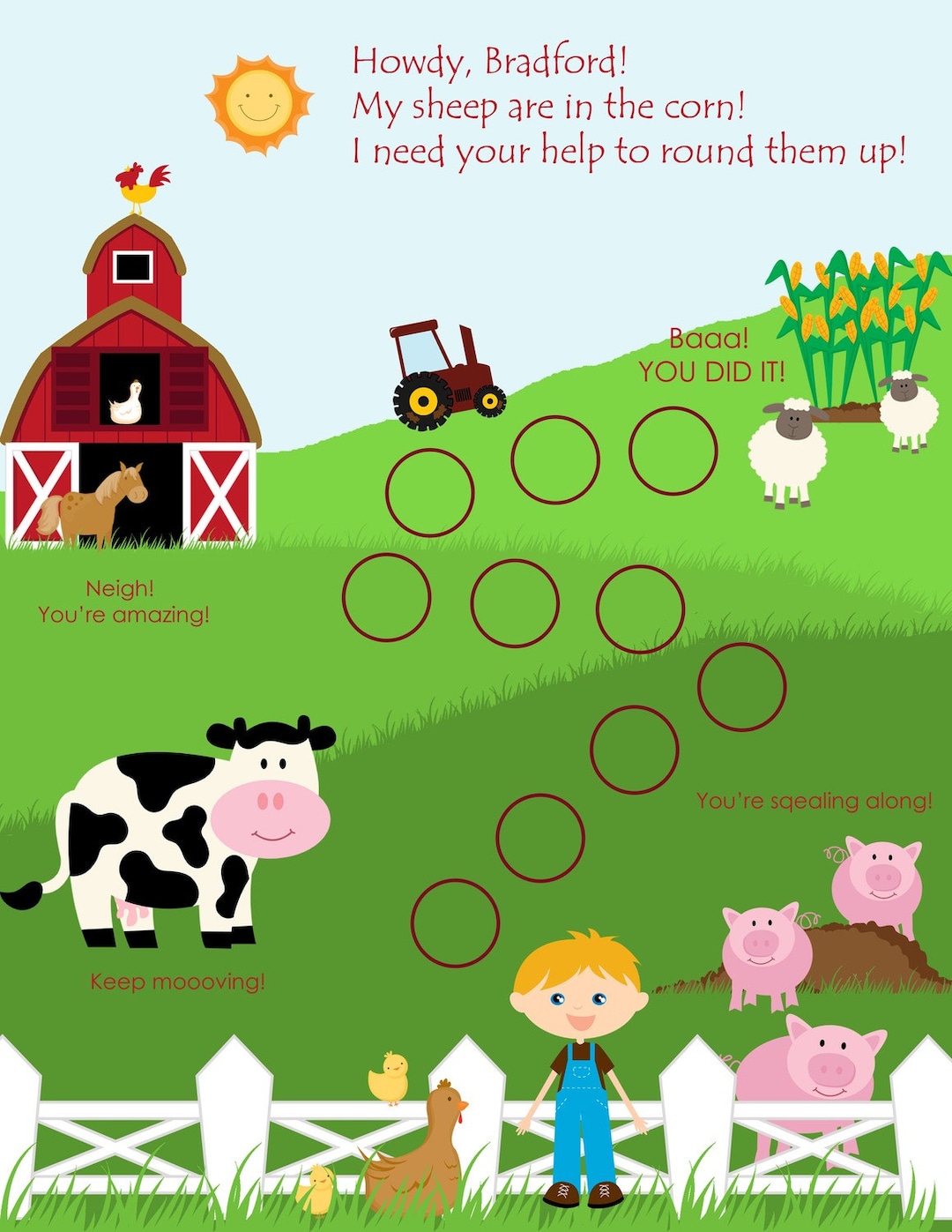 Personalized Child Behavior Reward Chart - Farm - Printable - Etsy