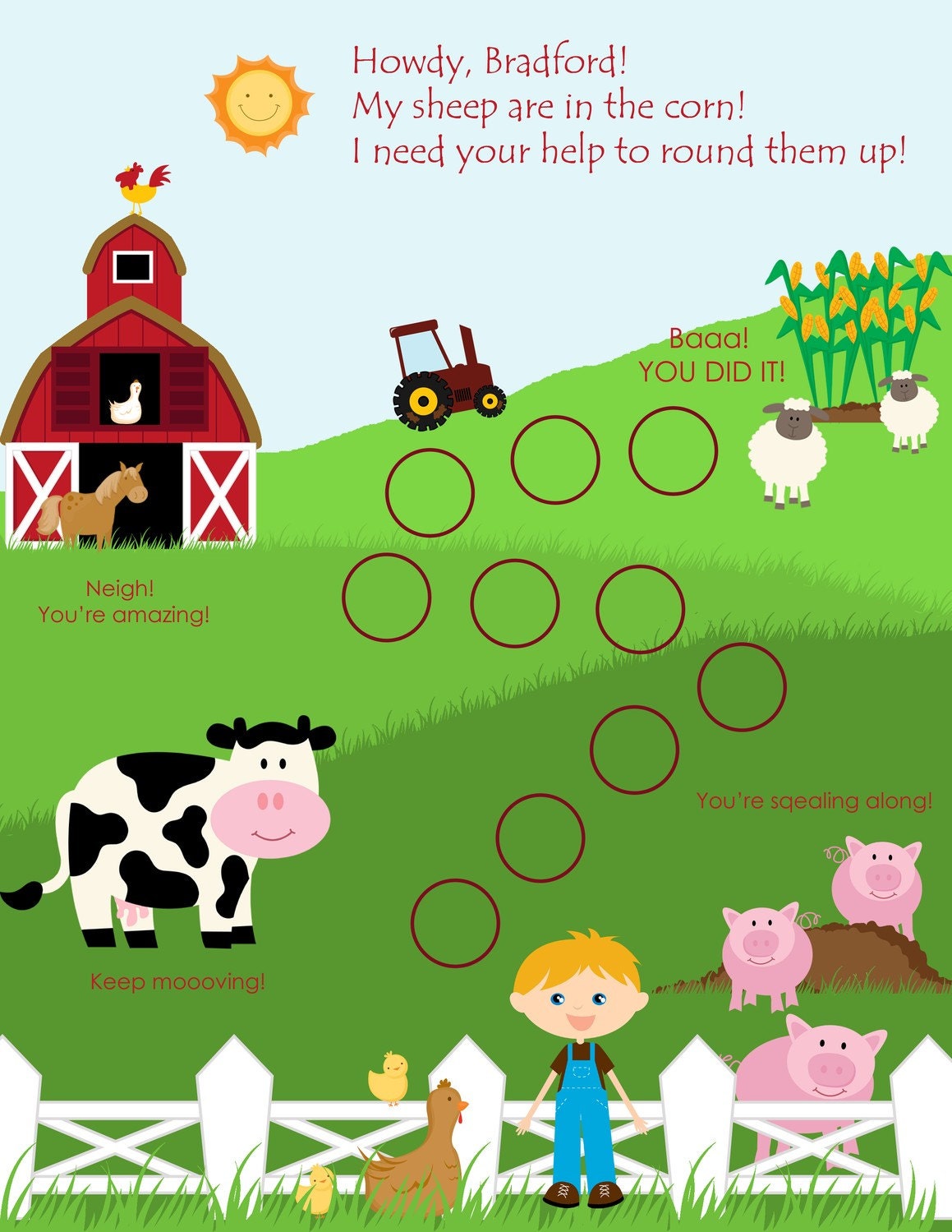 Personalized Child Behavior Reward Chart - Farm - Printable - Etsy