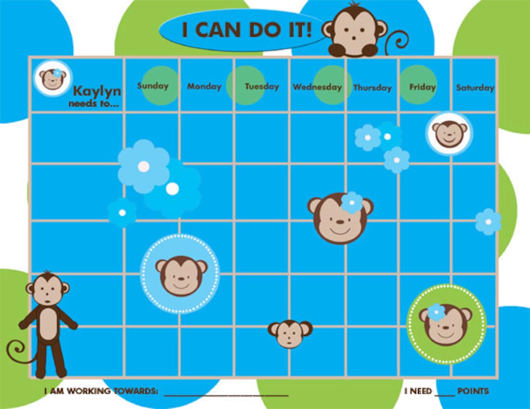 Personalized Child Behavior Incentive Chart - Modern Monkey - Printable ...