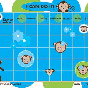 Personalized Child Behavior Incentive Chart Modern Monkey - Etsy