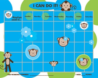 Personalized Child Behavior Incentive Chart Modern Monkey | Etsy