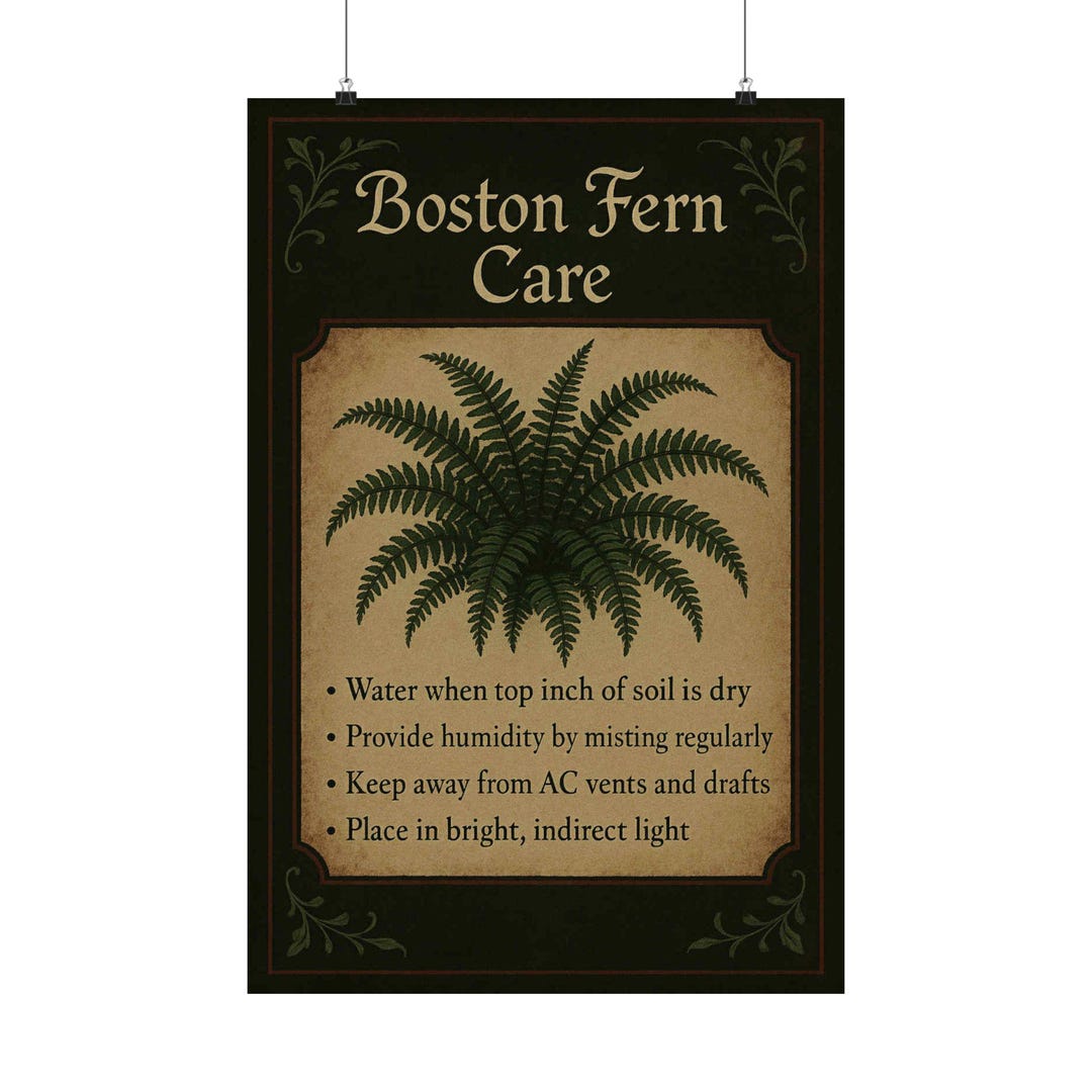 Vintage Whimsical Goth Plant Care Poster Boston Fern - Etsy