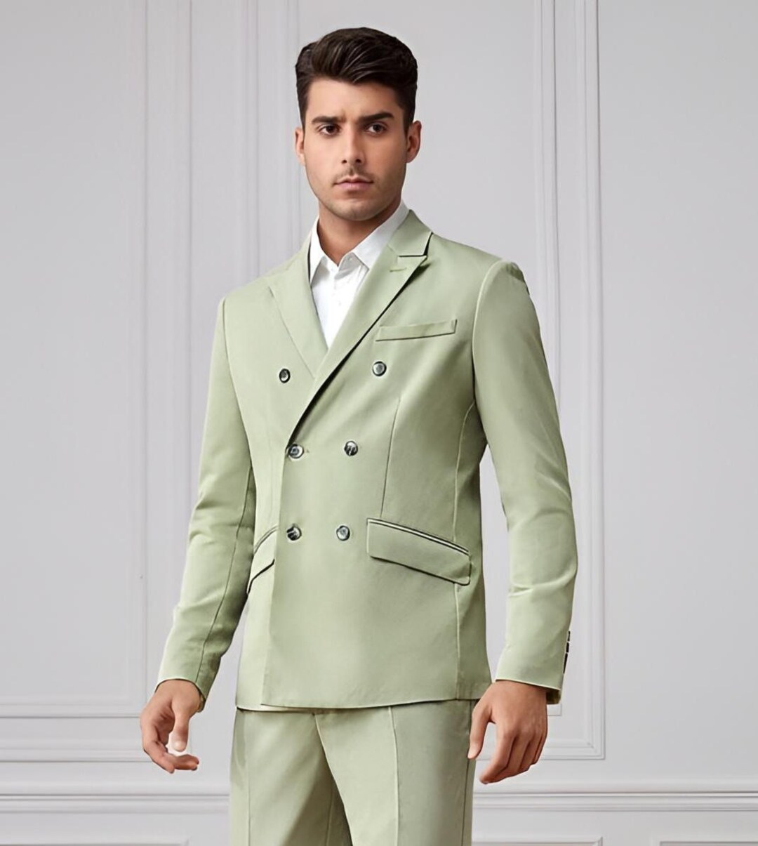 Mint Green Colour Double Breasted Two Piece Designer Suit for Men. - Etsy