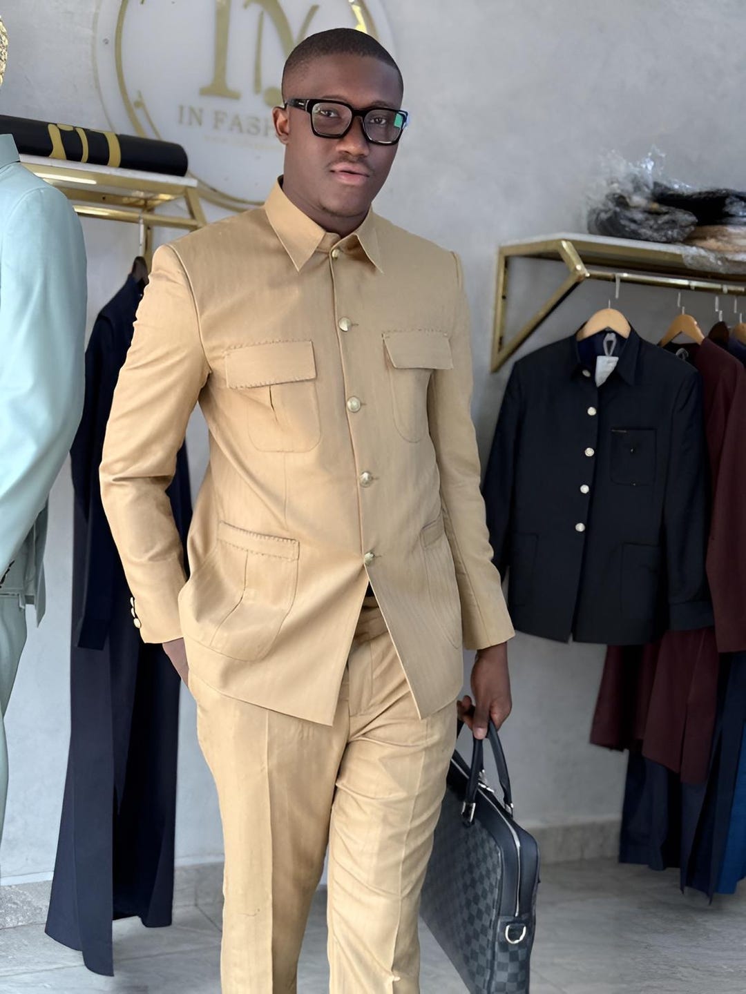 Beige Safari Suit for Men, Partywear Formal Designer Suit - Etsy