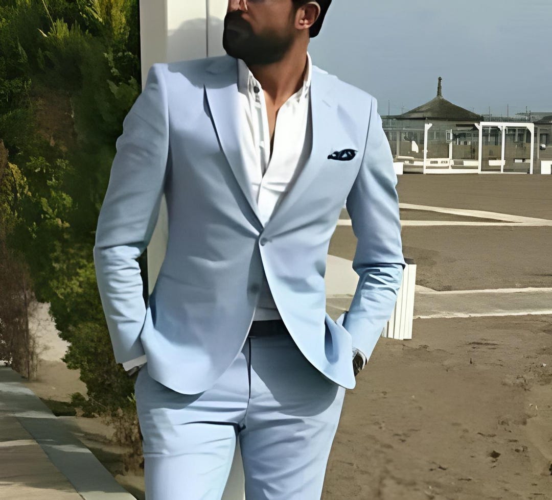 Ice Blue Two Piece Suit - Elegant Designer Suit for Men - Etsy