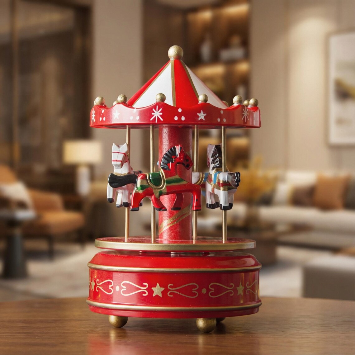 Wooden Carousel Music Box – Spinning Horse Ornament - Etsy