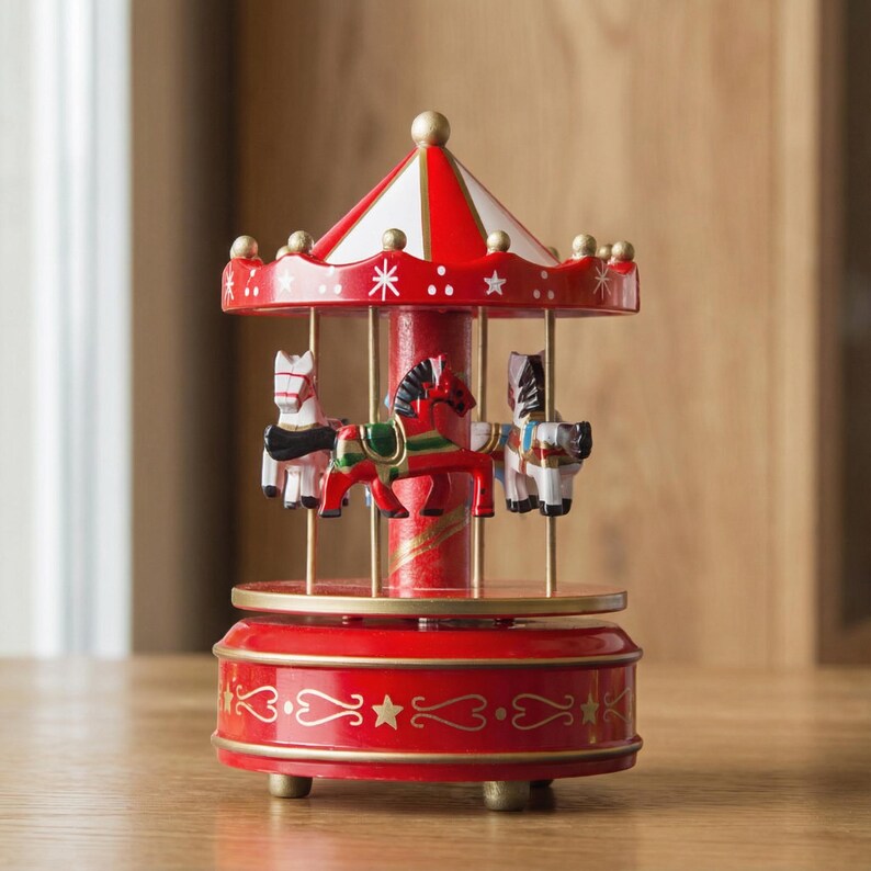 Wooden Carousel Music Box – Spinning Horse Ornament - Etsy