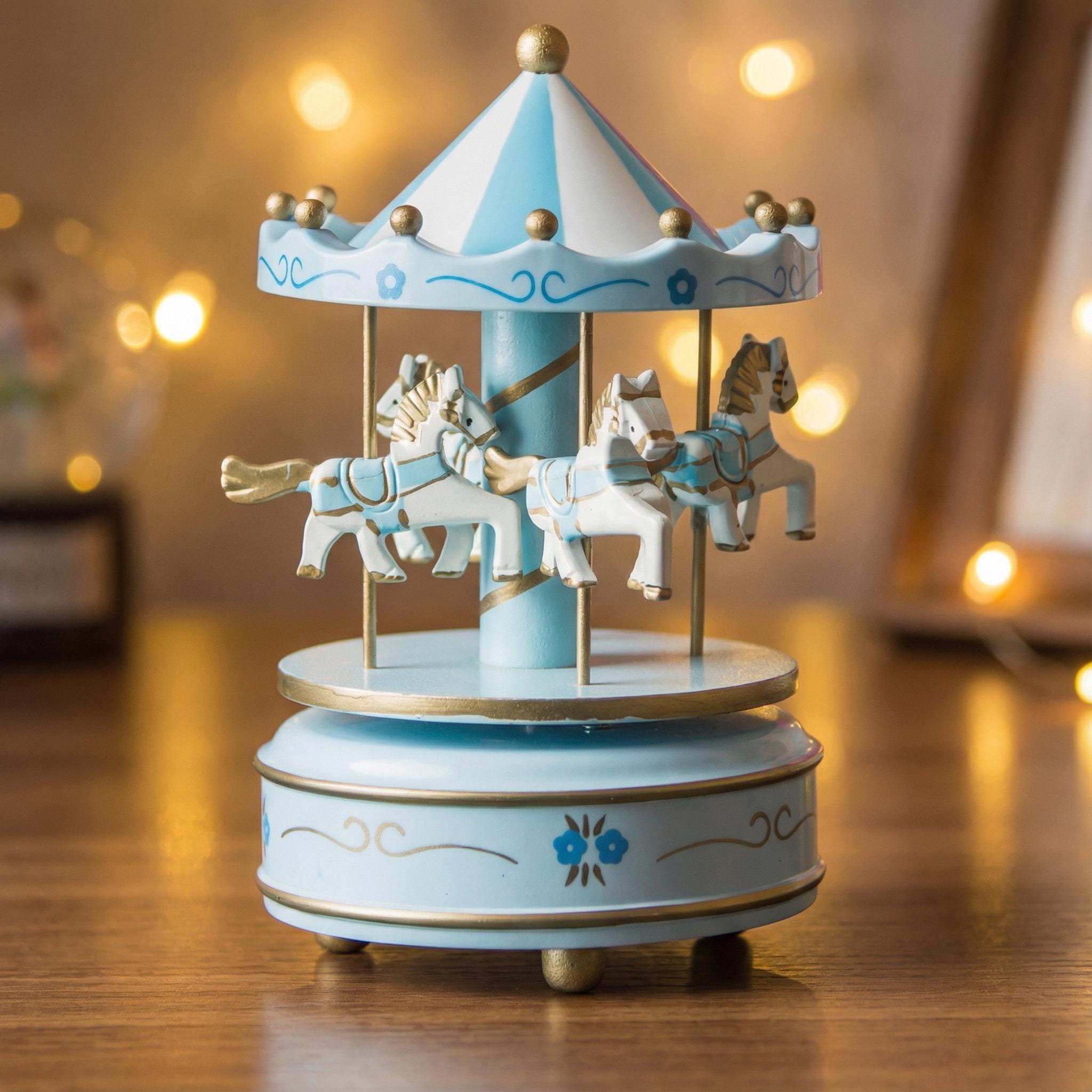 Wooden Carousel Music Box – Spinning Horse Ornament - Etsy