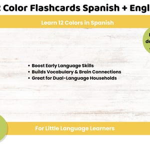 12 Color Flashcards |spanish + English Printable Cards for Kids |early ...