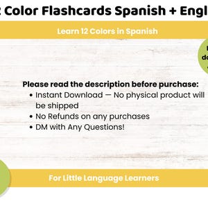 12 Color Flashcards |spanish + English Printable Cards for Kids |early ...