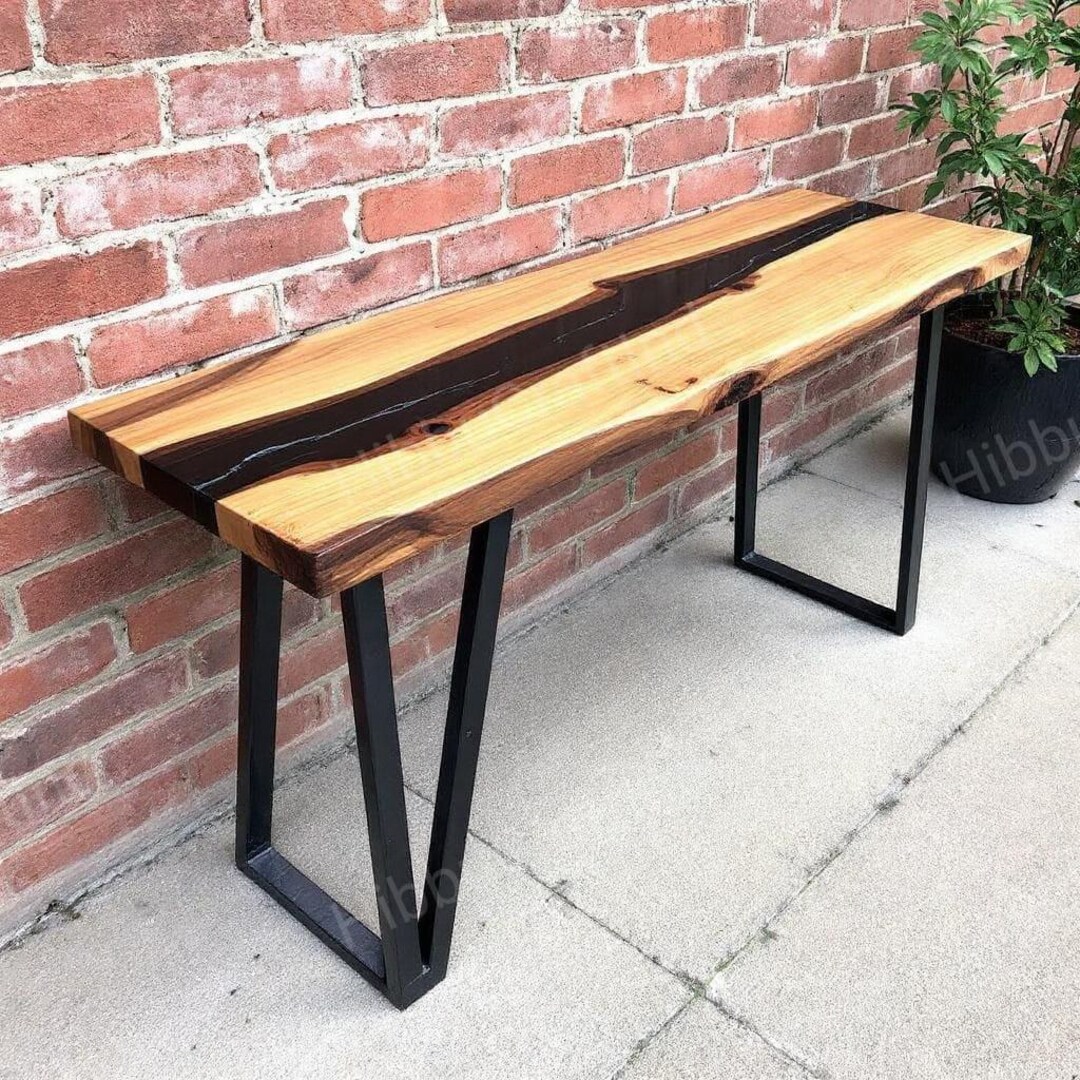 Black Epoxy Resin Console Table: Modern Hallway Furniture - Etsy
