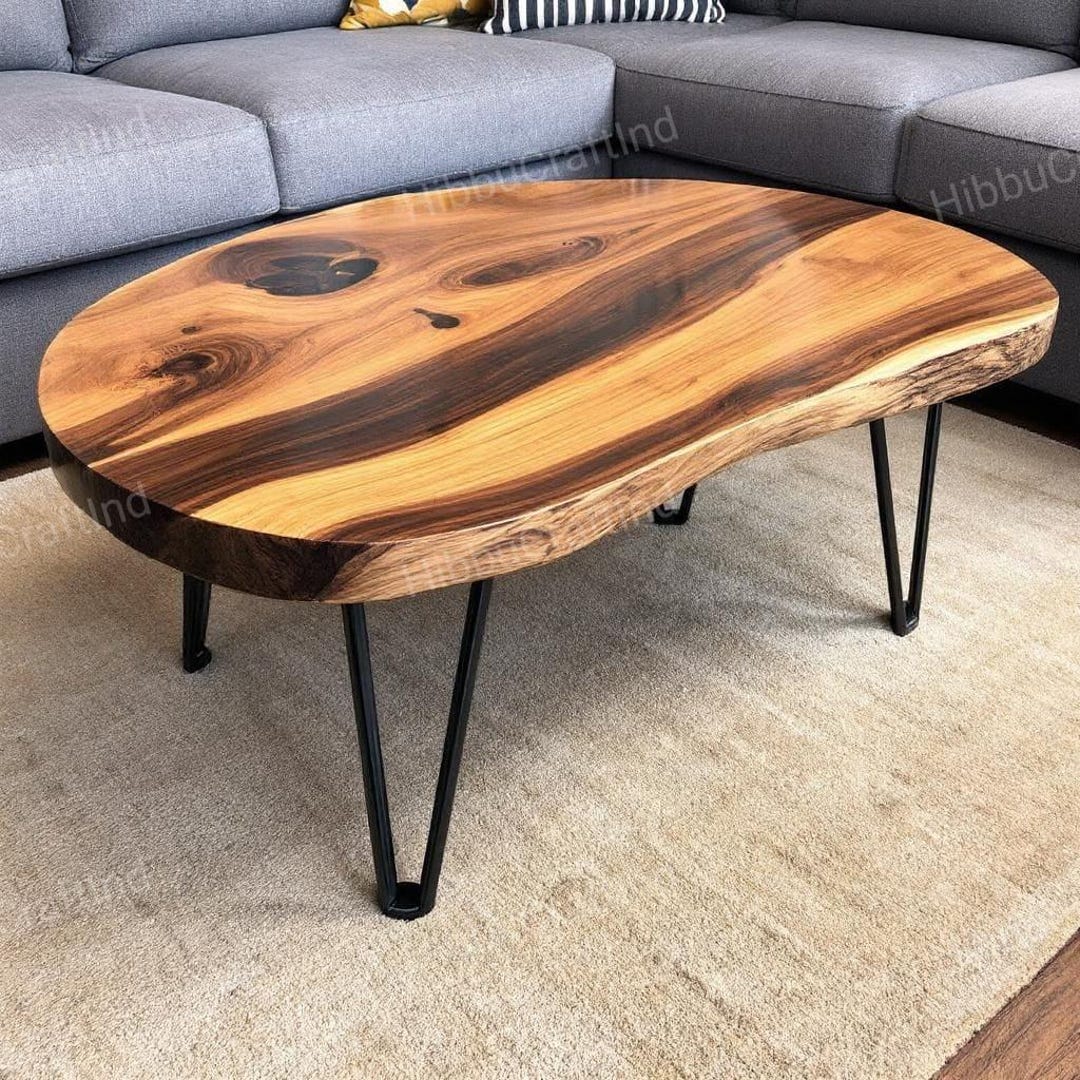 Handcrafted Wooden Half-oval Table With Premium Epoxy Finish, Elegant ...