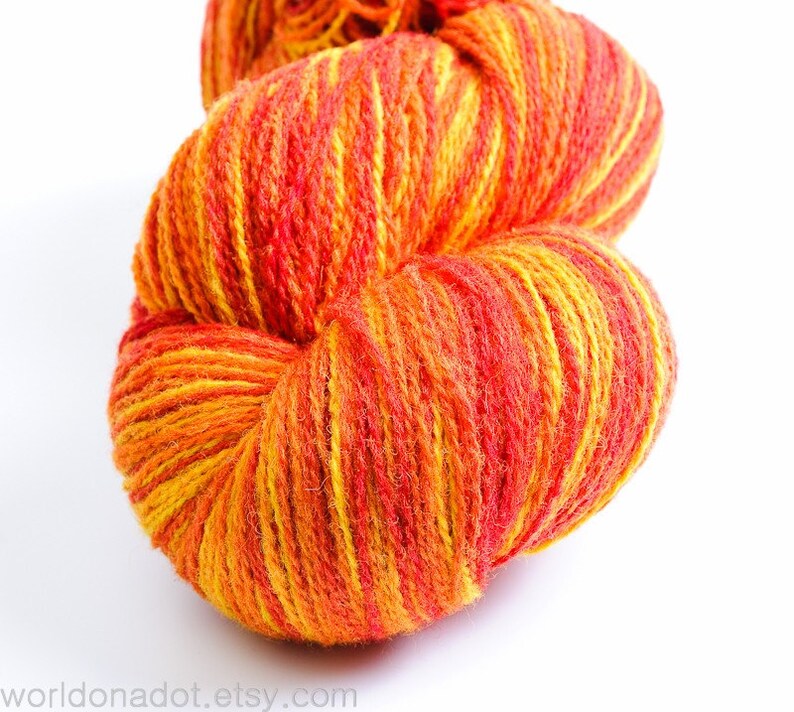 KAUNI Wool Yarn Color Self-striping Yarn Flame Red Orange - Etsy
