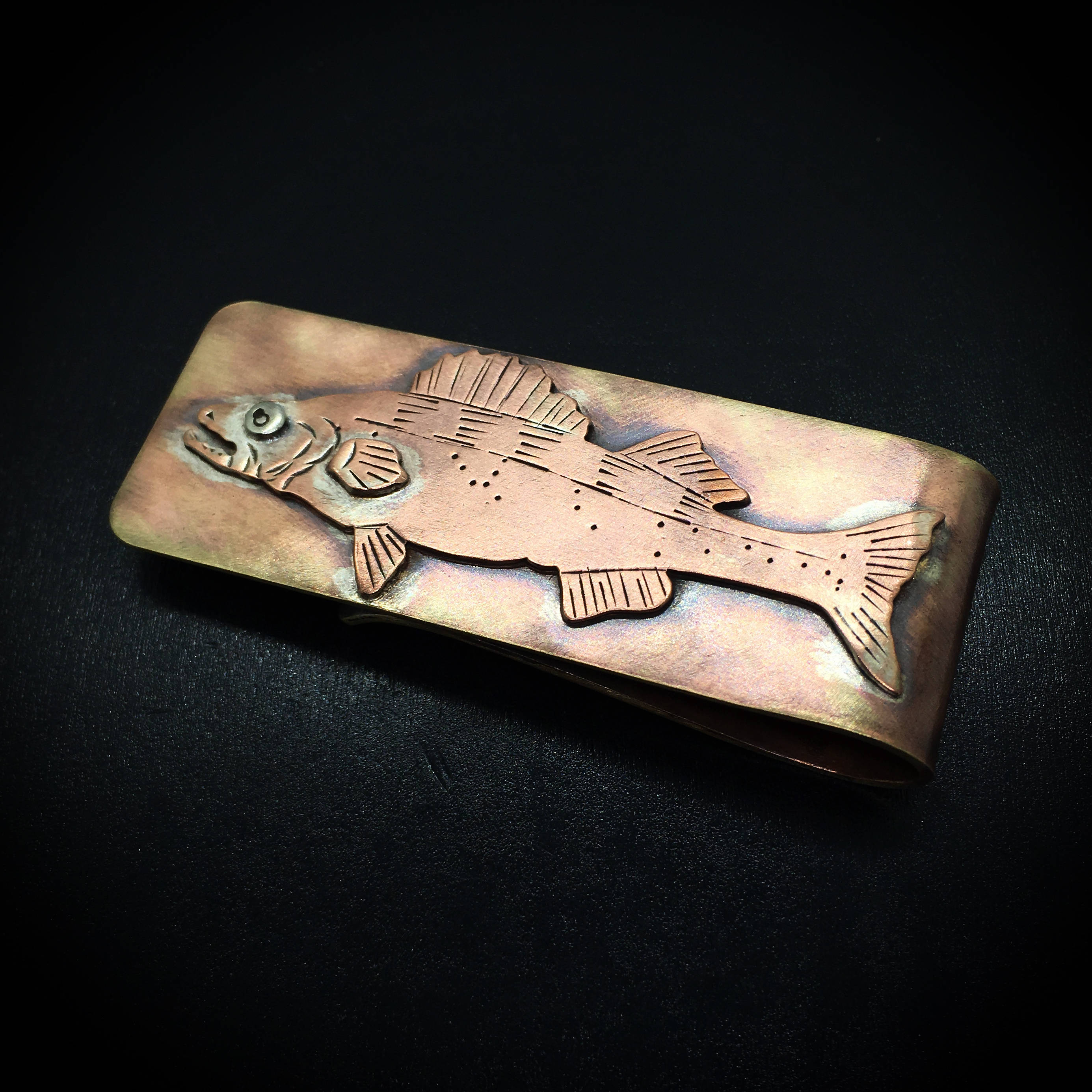 Hand made walleye bronze fish money clip | Etsy